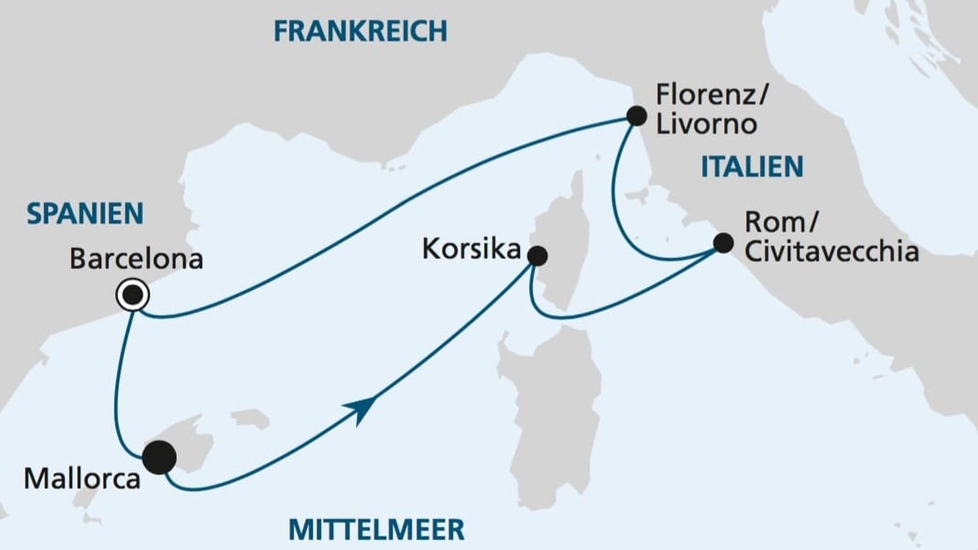 Aktuelle Route Aida Perla
